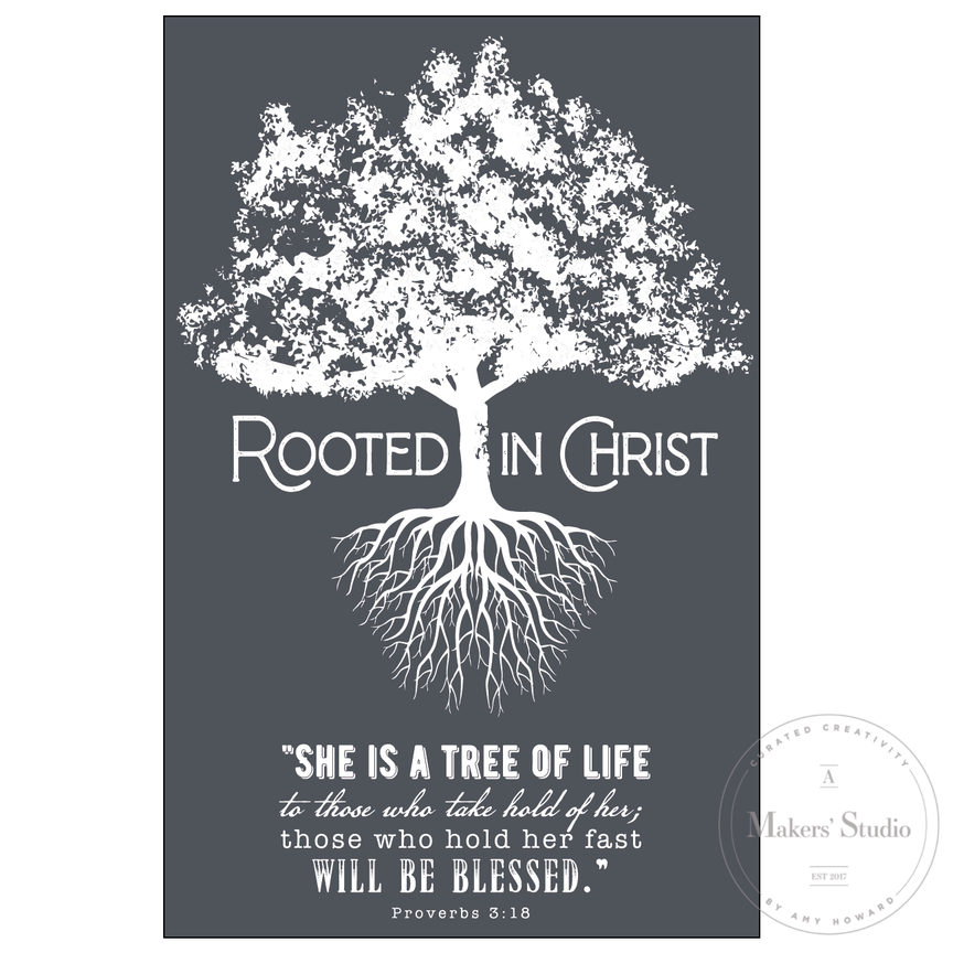 Rooted in Christ - Mesh Stencil 5.5x8.5 – Amy Howard At Home